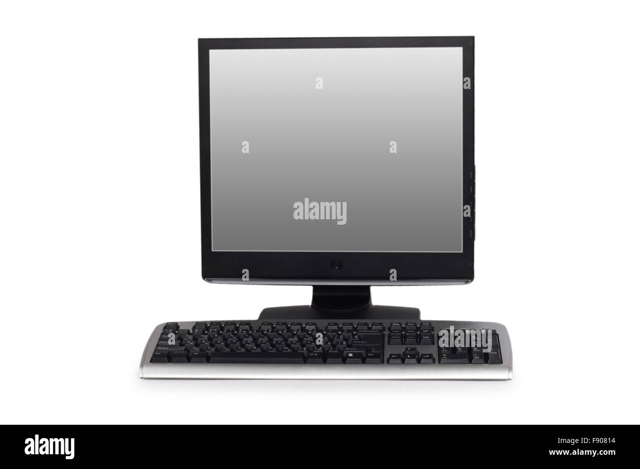 Computer with flat screen isolated on white Stock Photo - Alamy