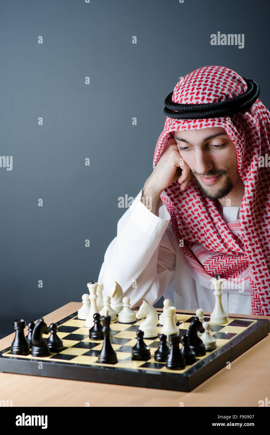 Chess player playing his game Stock Photo - Alamy