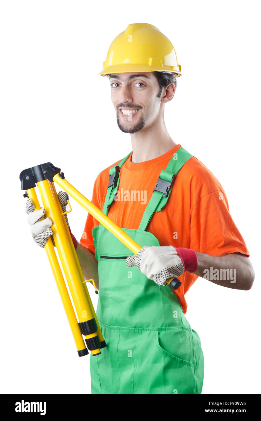 Construction worker isolated on white Stock Photo - Alamy