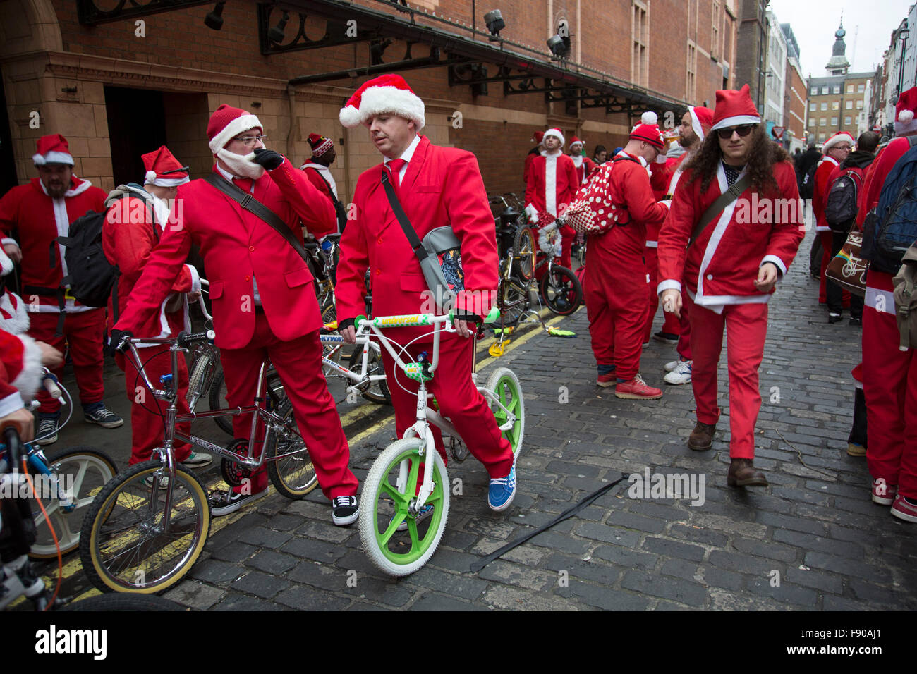 London, UK. 12th December, 2015. Members of Old School BMX Life on the ...