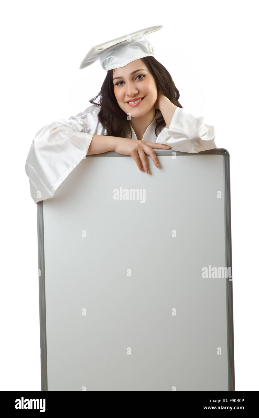 Young student with blank board Stock Photo - Alamy