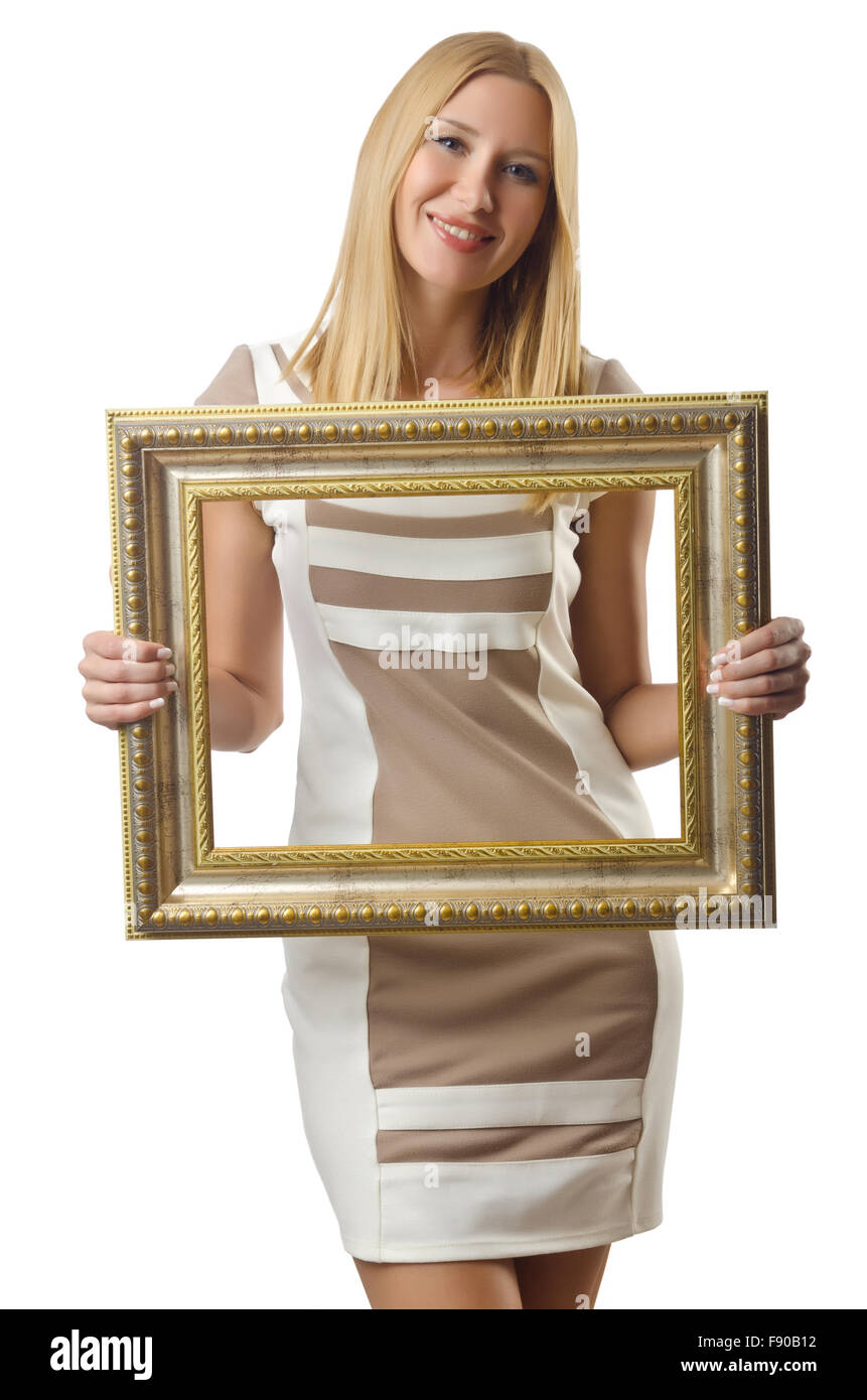 Picture frame and attractive woman Stock Photo - Alamy