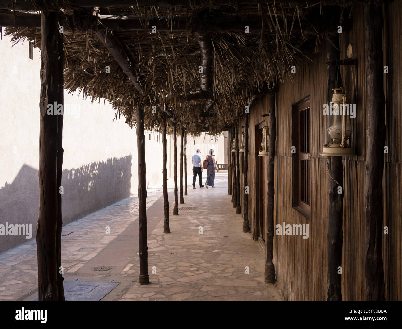Tourists in Dubai heritage area; Bastakia, Bur Dubai Stock Photo - Alamy