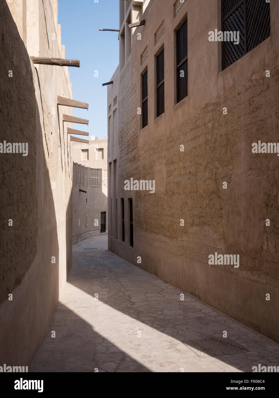 Islamic architecture details in Dubai heritage area; Bastakia, Bur ...