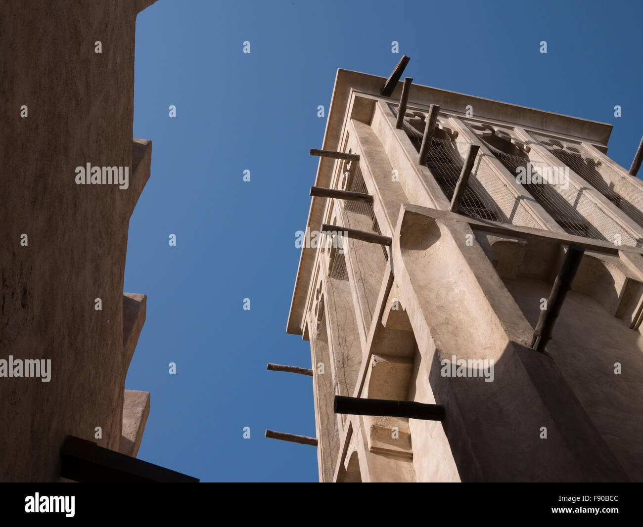 Islamic architecture details in Dubai heritage area; Bastakia, Bur ...