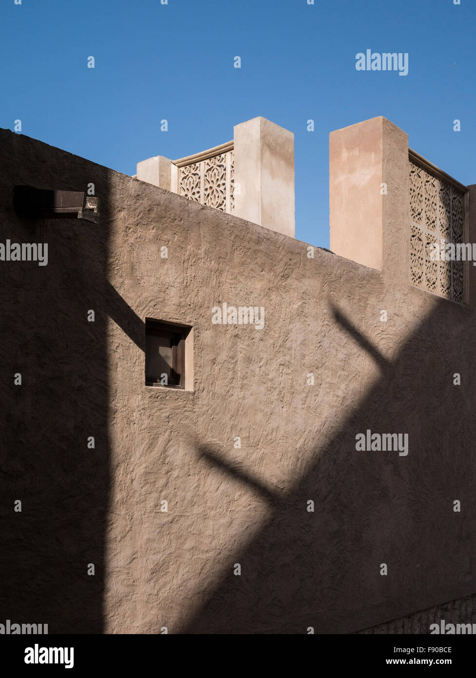 Islamic architecture details in Dubai heritage area; Bastakia, Bur ...