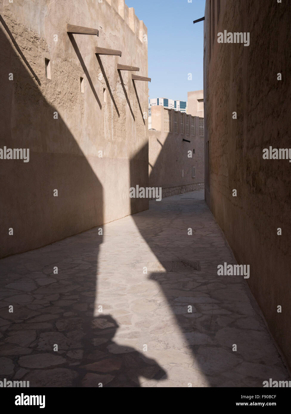 Islamic architecture details in Dubai heritage area; Bastakia, Bur ...