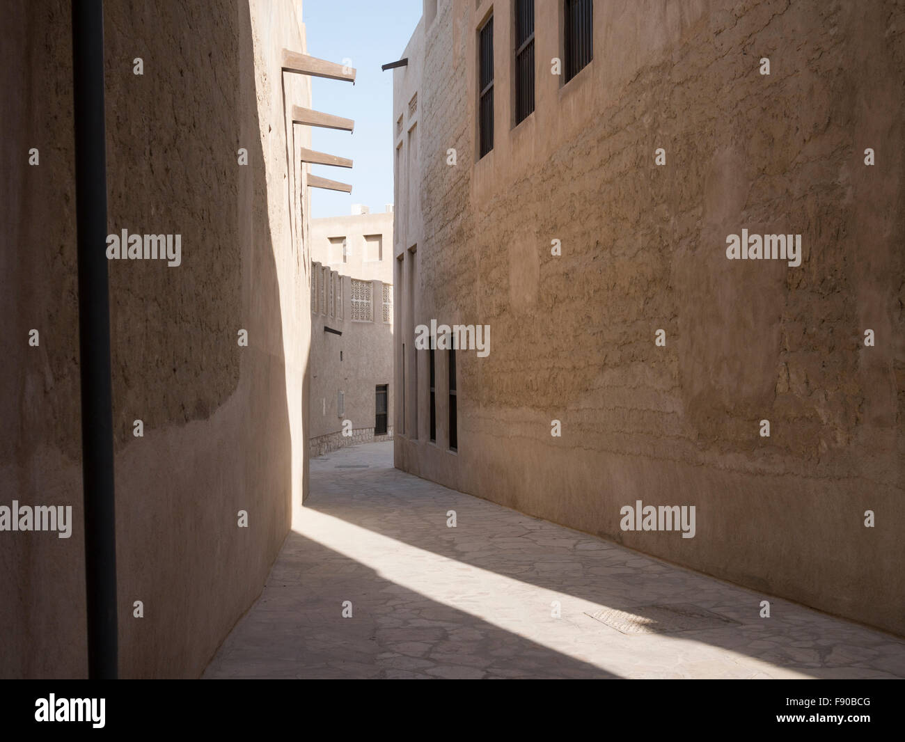 Islamic architecture details in Dubai heritage area; Bastakia, Bur ...