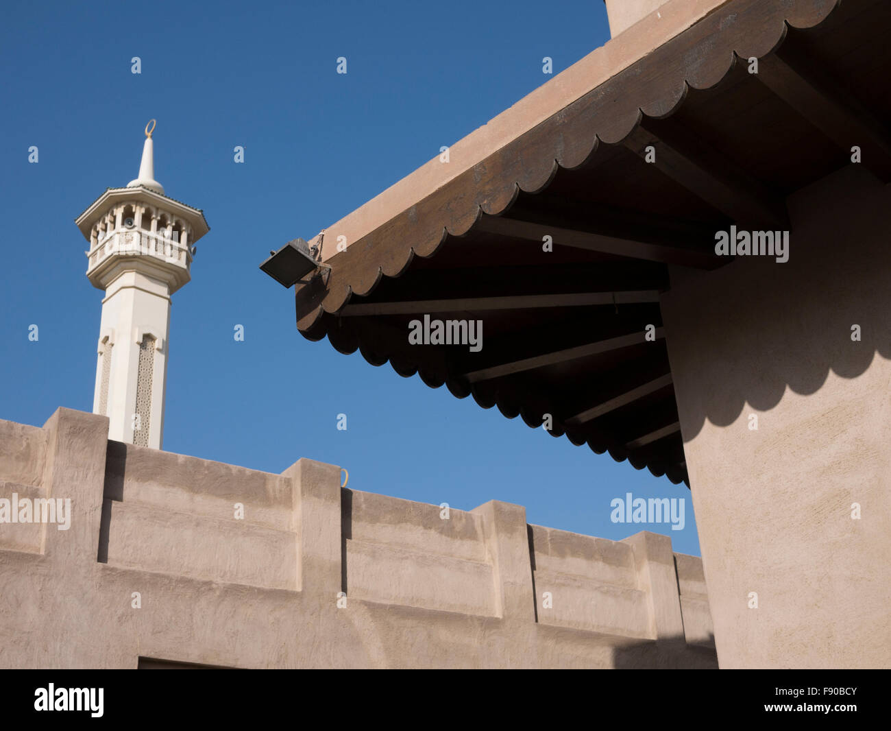 Islamic architecture details in Dubai heritage area; Bastakia, Bur ...
