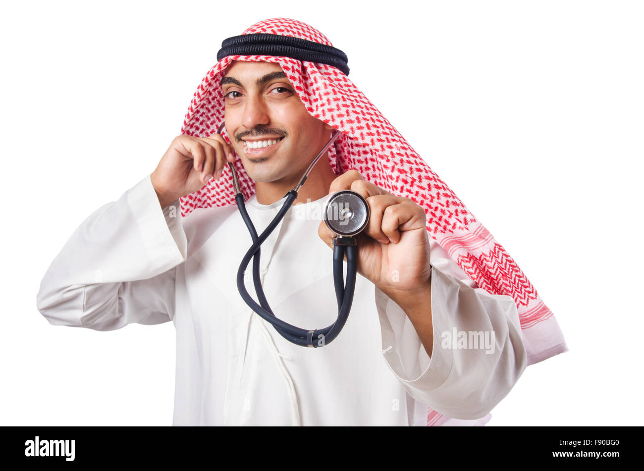 Arab doctor with stethoscope on white Stock Photo - Alamy