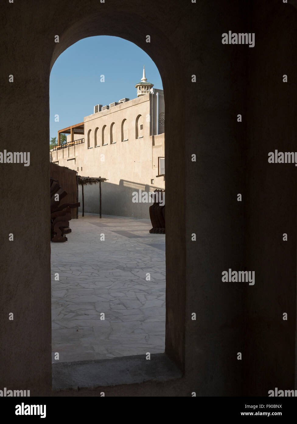 Islamic architecture details in Dubai heritage area; Bastakia, Bur ...