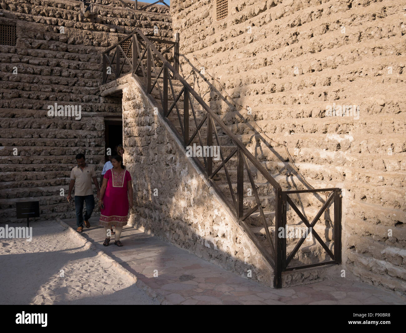 Tourists visiting Dubai Museum in Heritage area of Bastakia, Bur Dubai ...