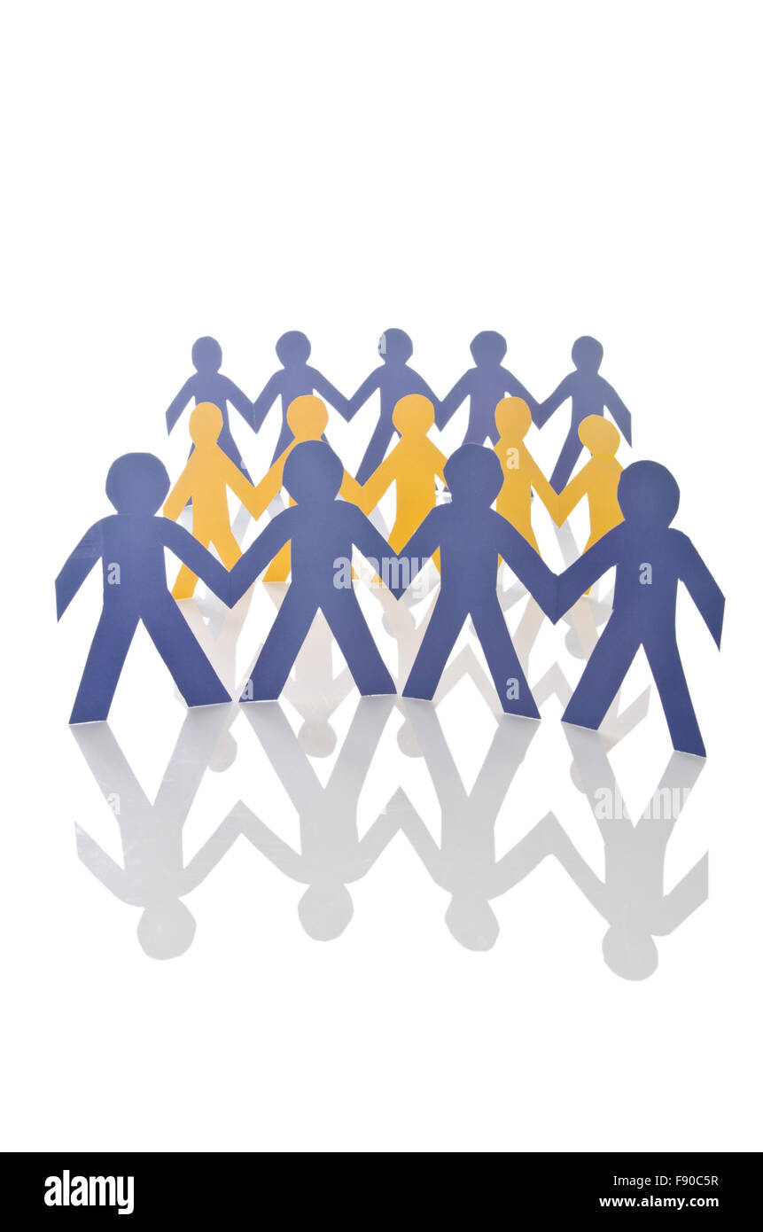 Teamwork concept with paper cut people Stock Photo - Alamy