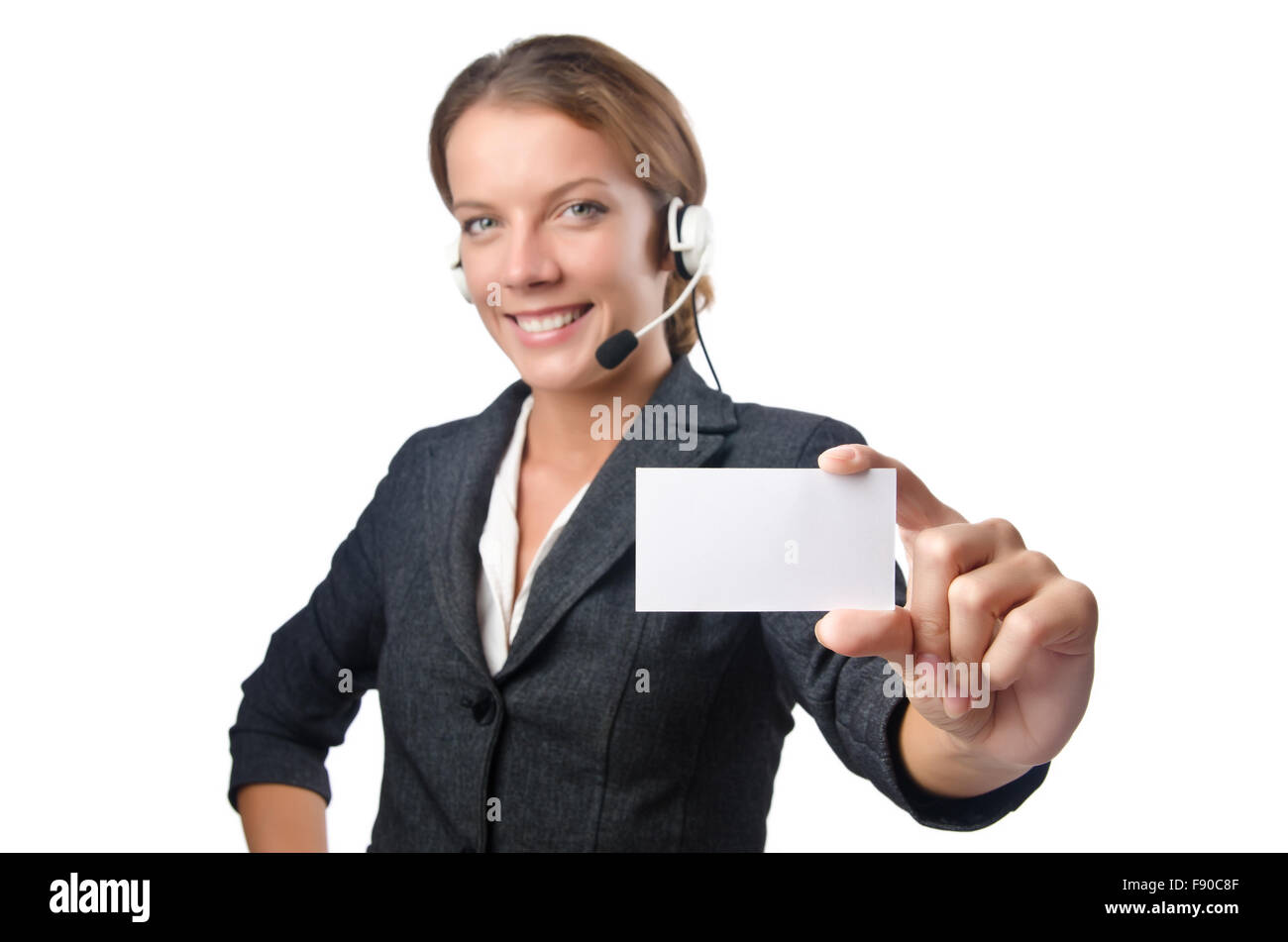 Call center operator with blank message Stock Photo - Alamy