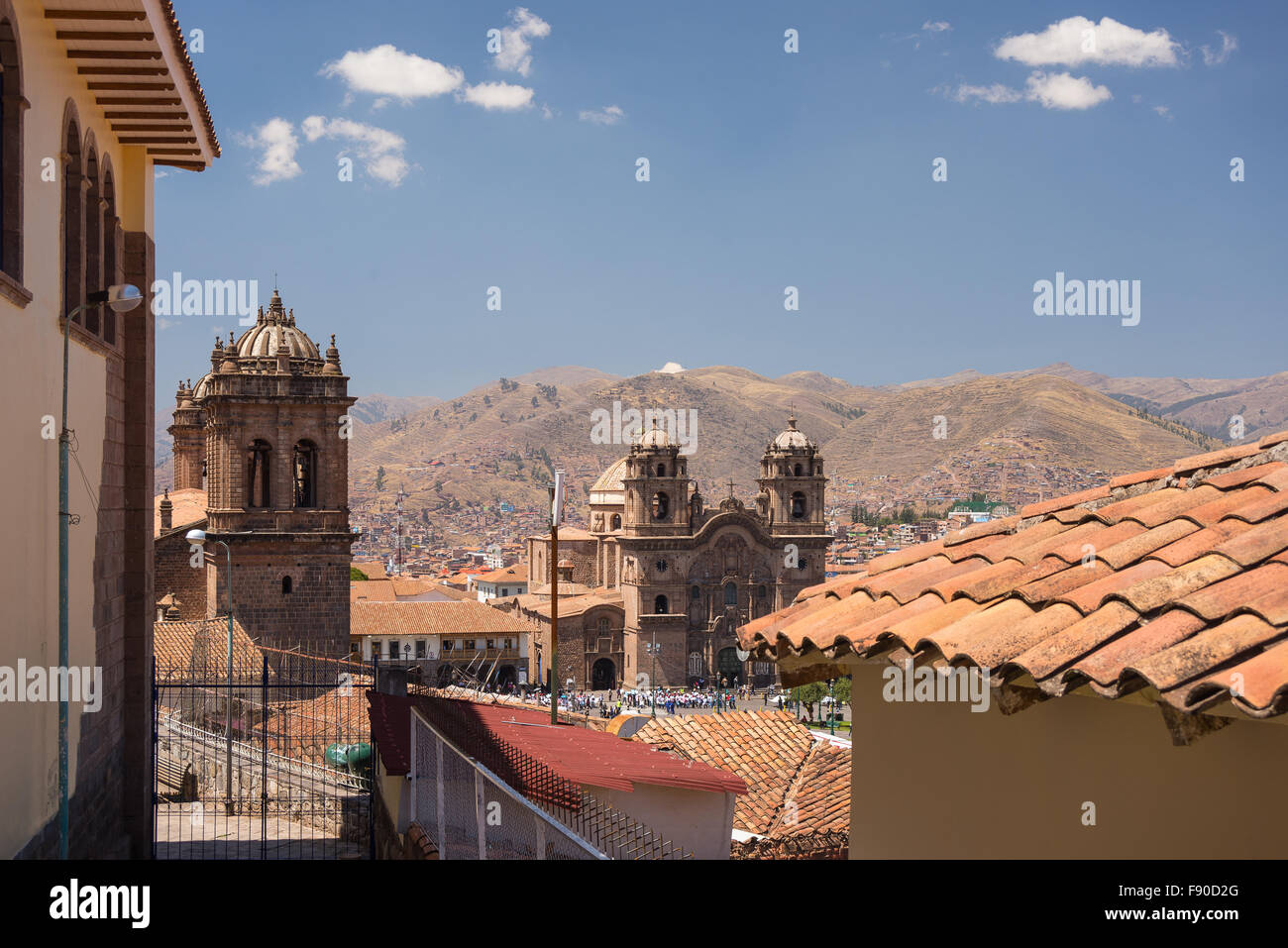 Cityscape of Cusco from above with clear sky. Cusco is among the most ...
