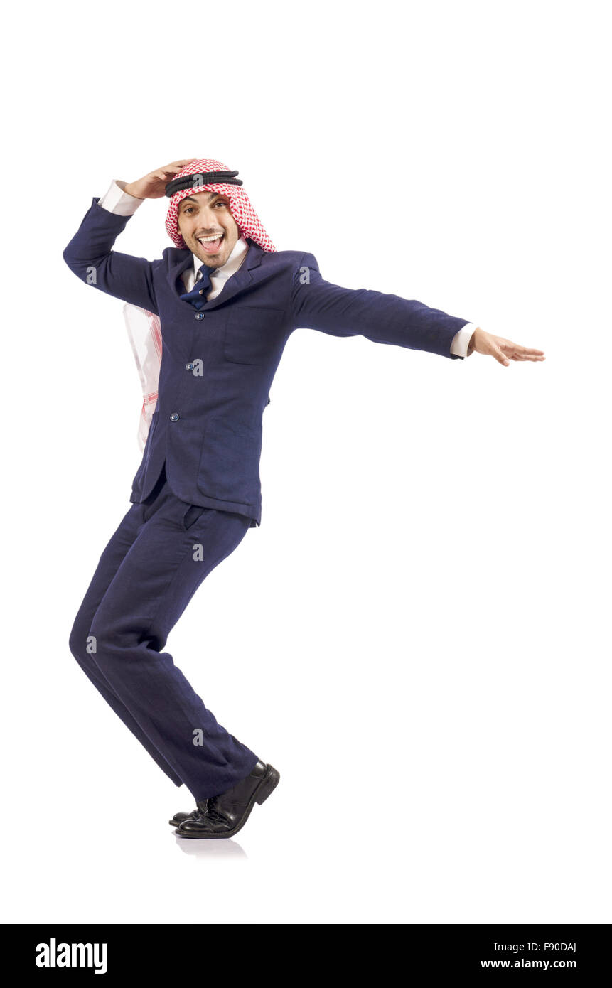 Arab man dancing from joy Stock Photo - Alamy