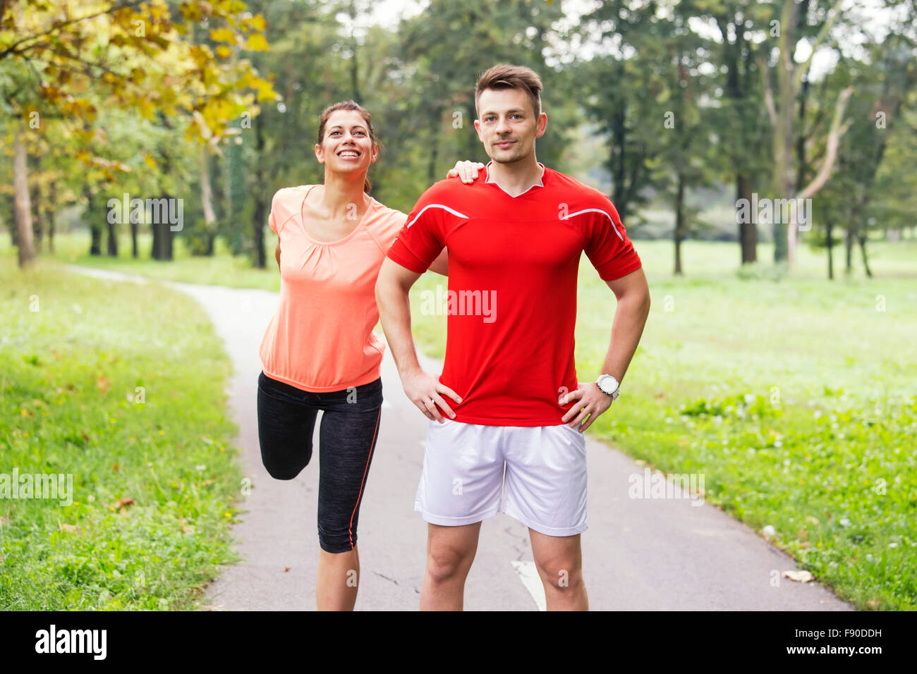 Young people training outdoor Stock Photo - Alamy