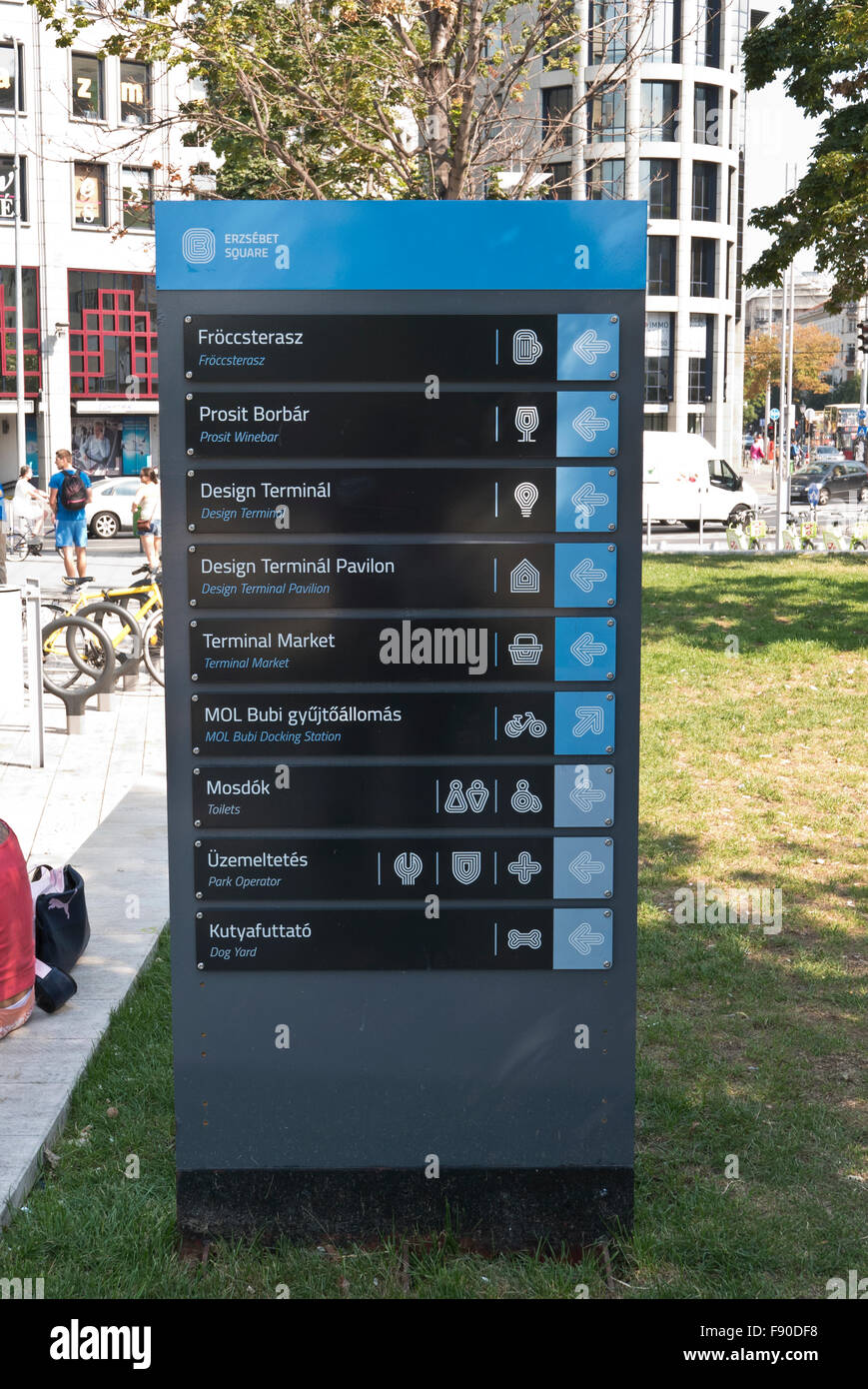 A signage in Elizabeth Square in Budapest, Hungary Stock Photo - Alamy