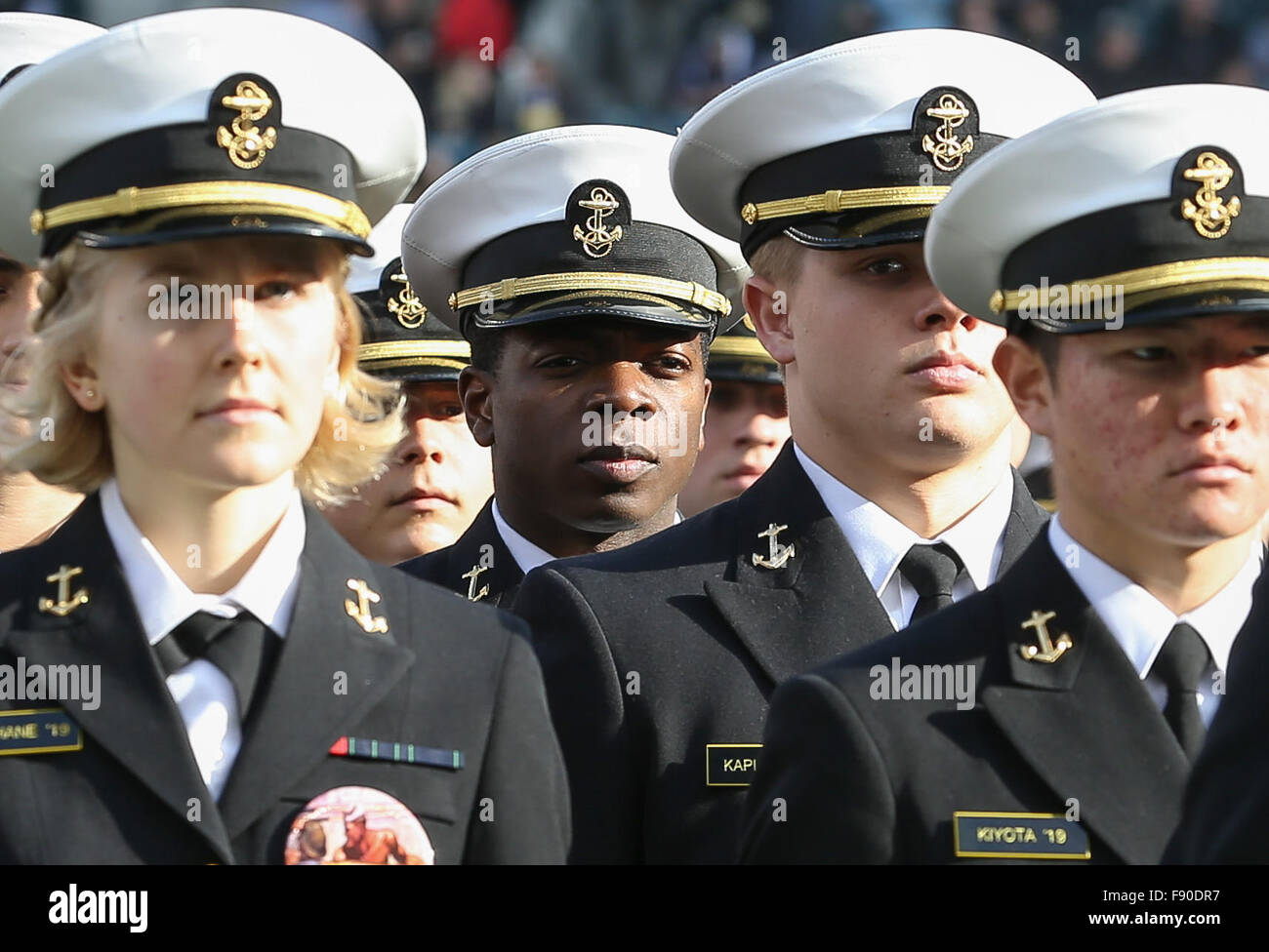 Philadelphia, Pa. 12th Dec, 2015. Navy cadets on field before an NCAA ...
