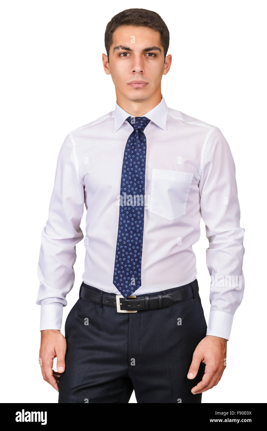 Male model with shirt isolated on white Stock Photo - Alamy
