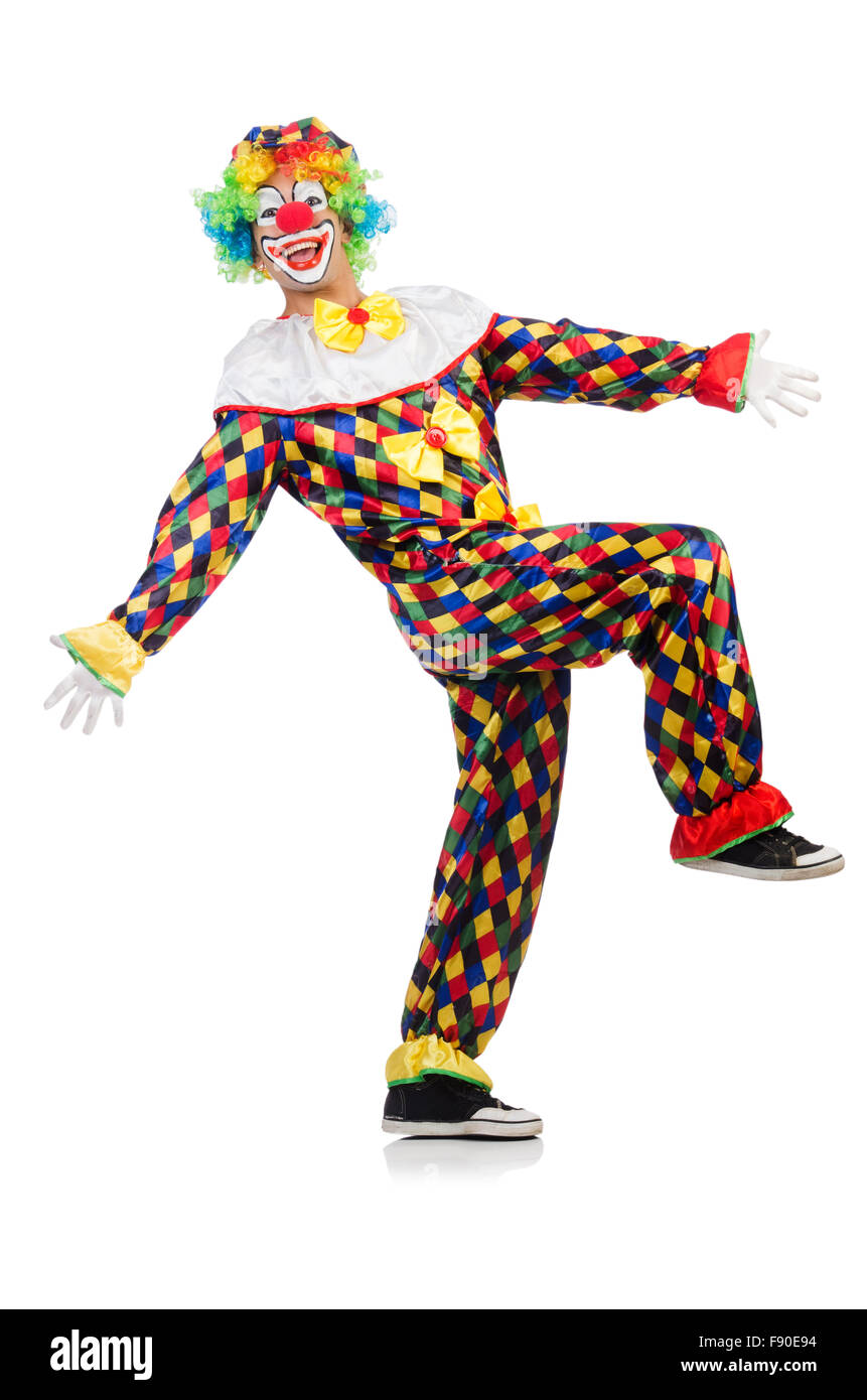Funny clown isolated on white Stock Photo - Alamy