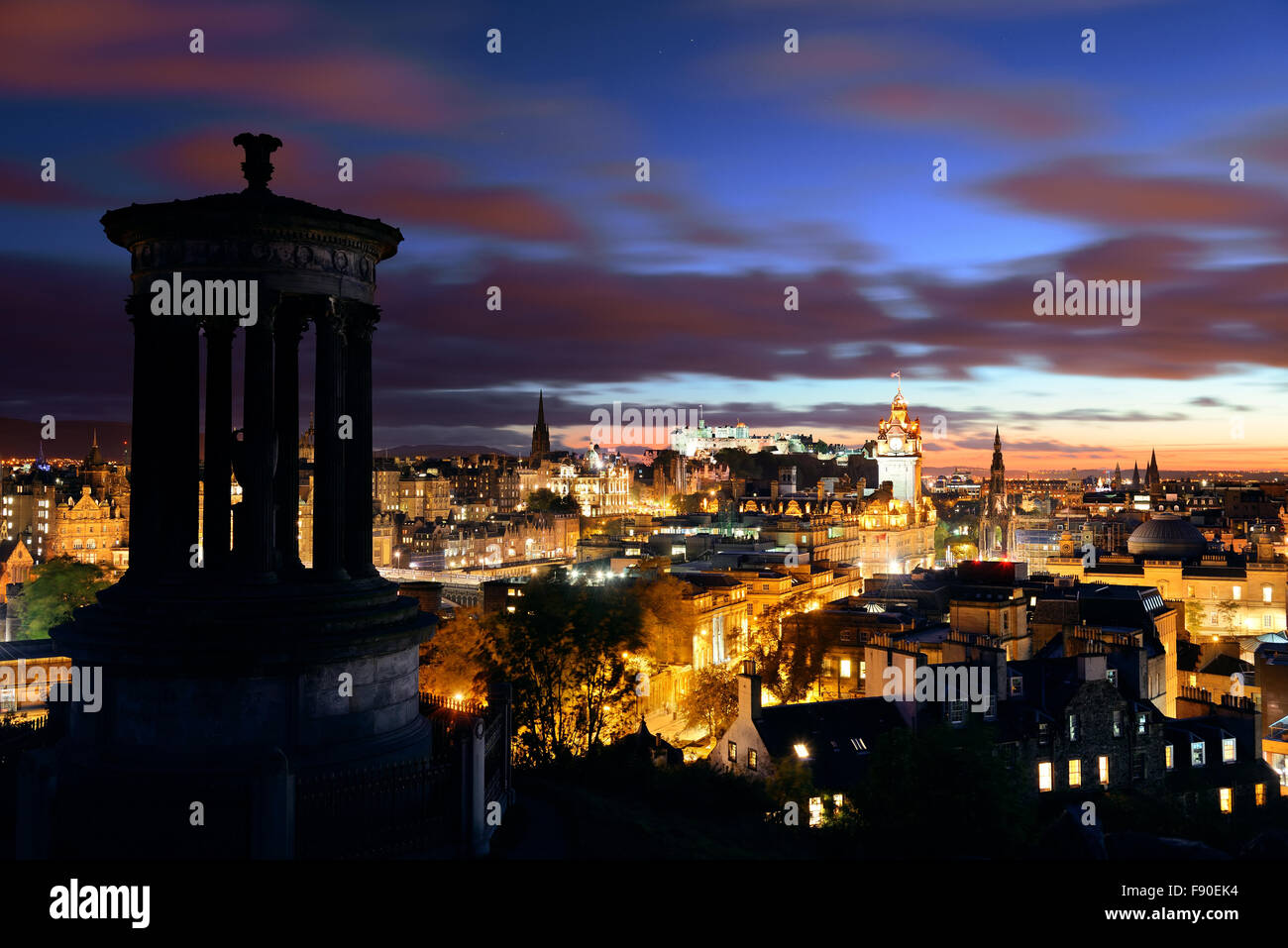 Edinburgh city view at night in UK Stock Photo - Alamy