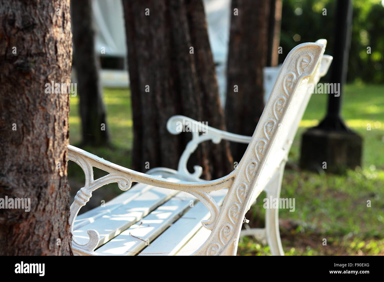 Outdoor benches at the park Stock Photo - Alamy