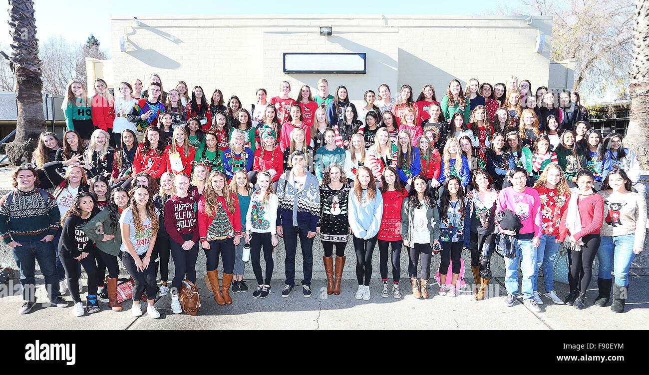 Napa, CA, USA. 11th Dec, 2015. Students, and principal Annie Petrie ...