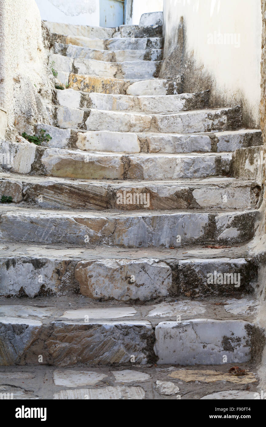 Stairs of a street in Naxos, Greece Stock Photo - Alamy