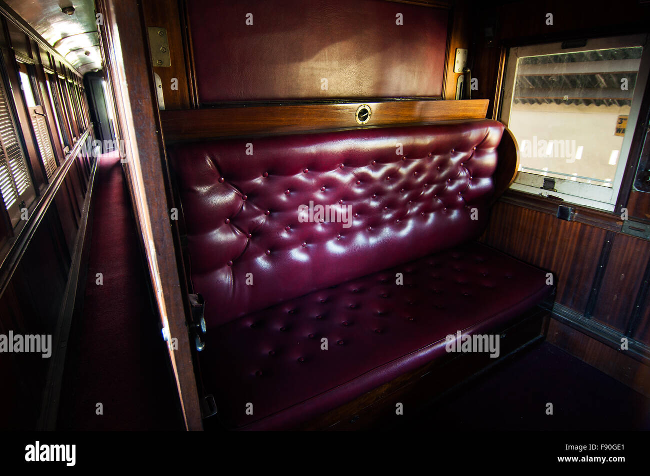 1st class coach interior with studded leather seats, built 1901 by ...