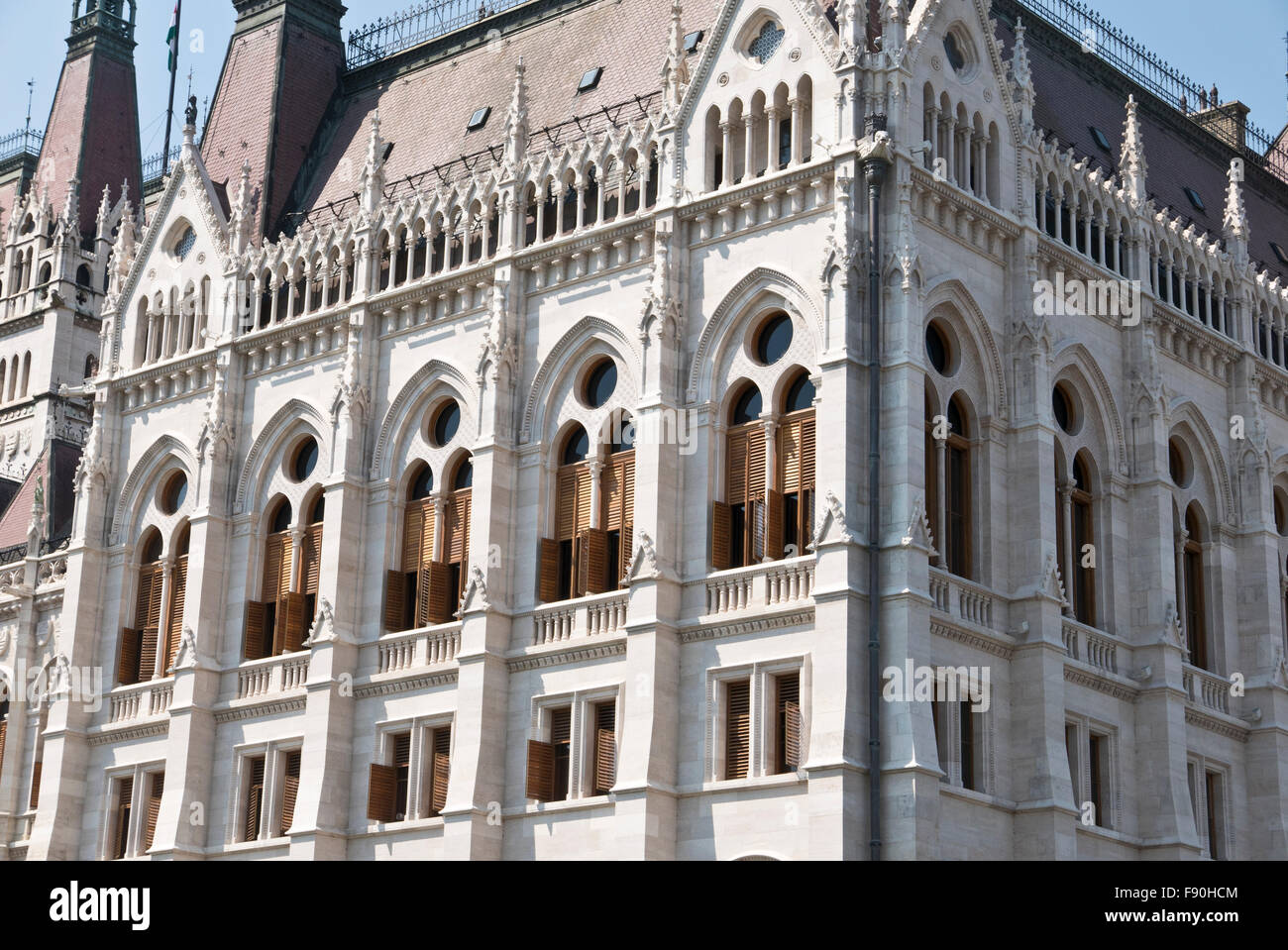 The windows of The Hungarian Parliament building, Budapest, Hungary ...