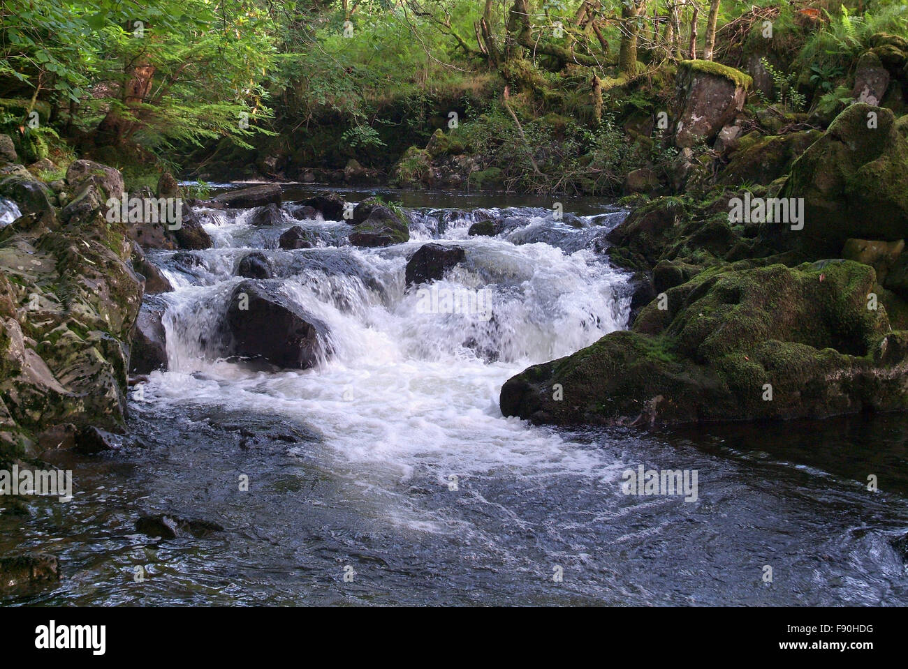 Waterfall on River Afon Colwyin, Snowdonia, north-west Wales Stock ...