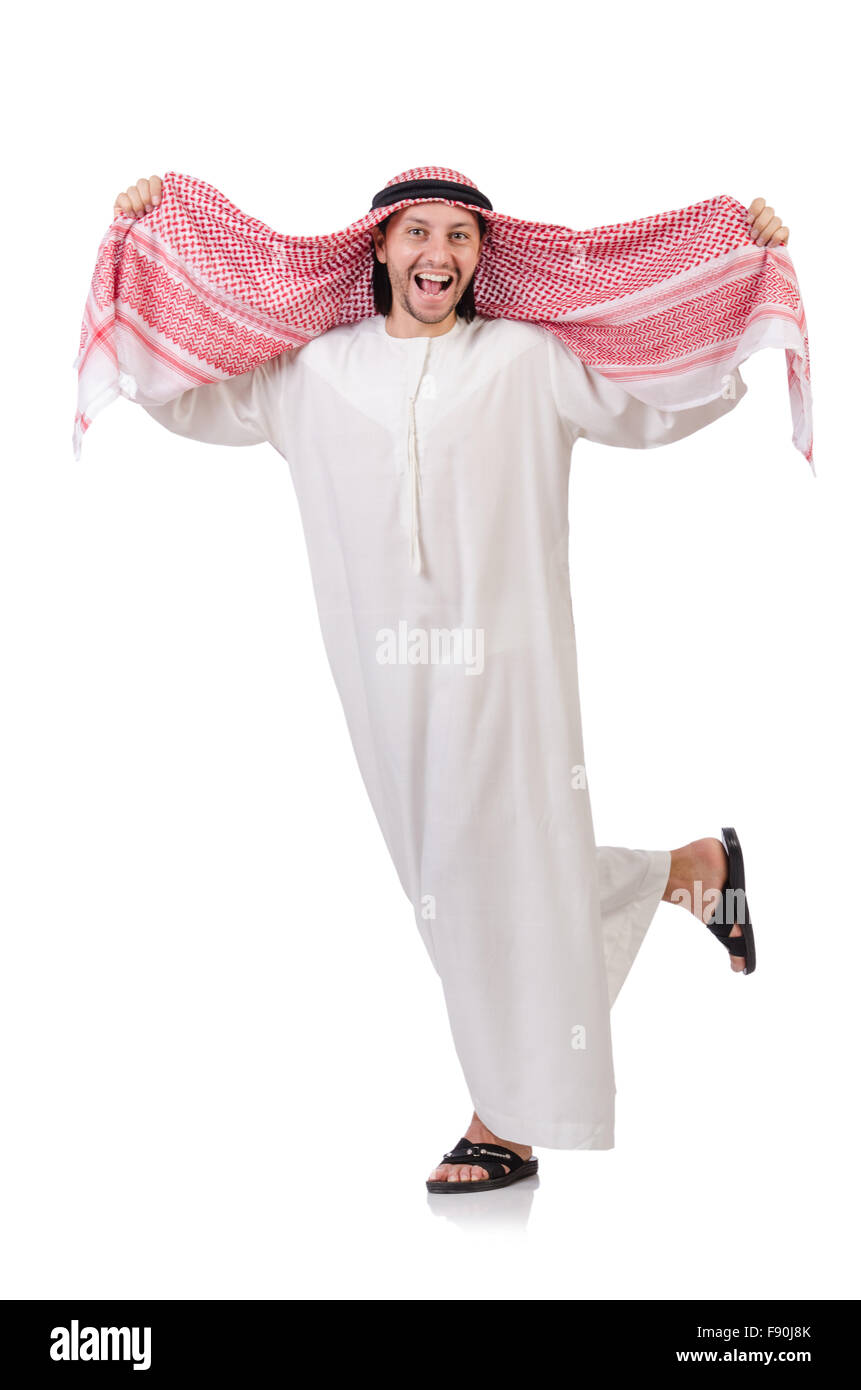 Dancing arab man isolated on white Stock Photo - Alamy
