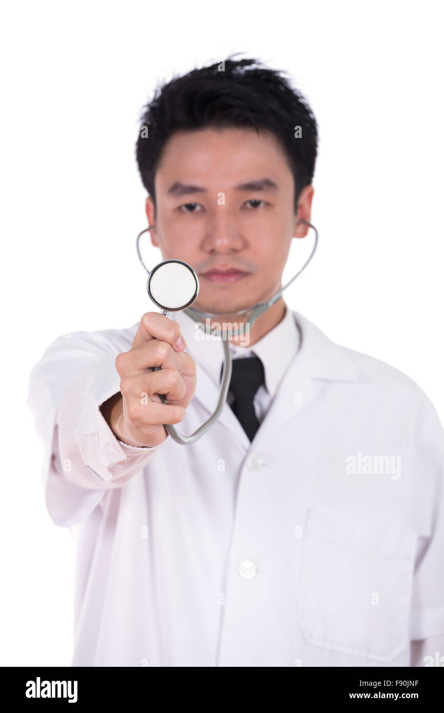 doctor with stethoscope isolated on white background Stock Photo - Alamy