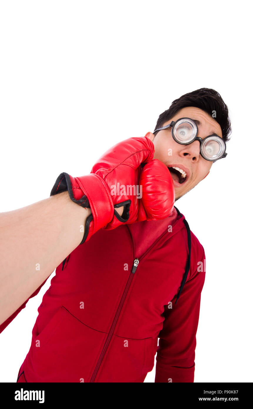 Funny boxer isolated on white Stock Photo - Alamy