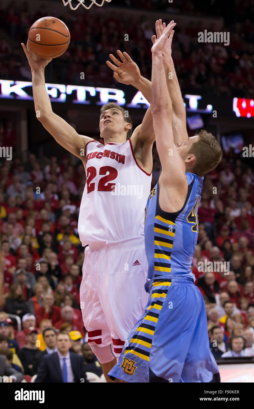 Madison, WI, USA. 12th Dec, 2015. Wisconsin Badgers forward Ethan Happ ...