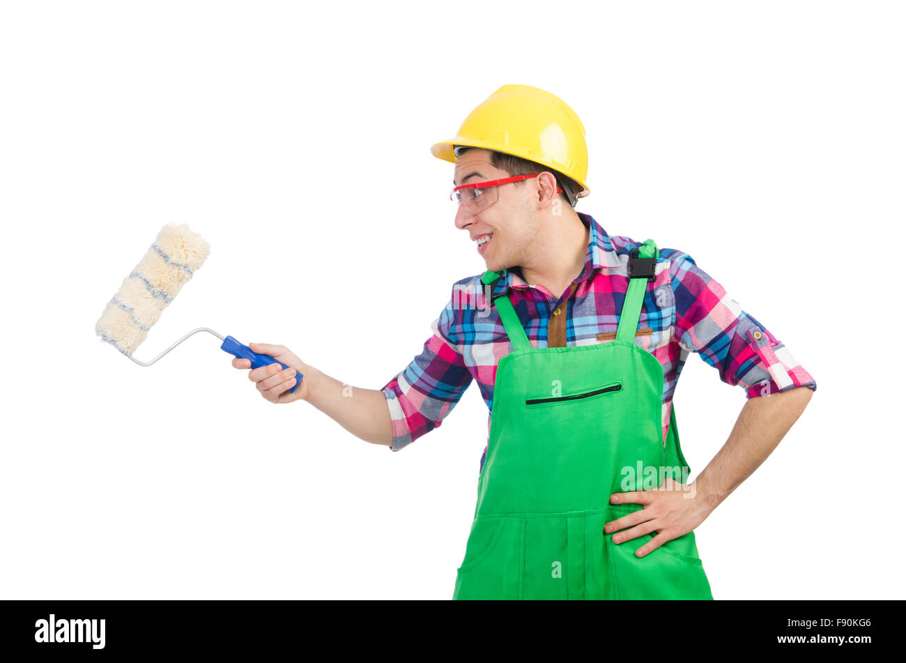 Funny painter isolated on white Stock Photo - Alamy