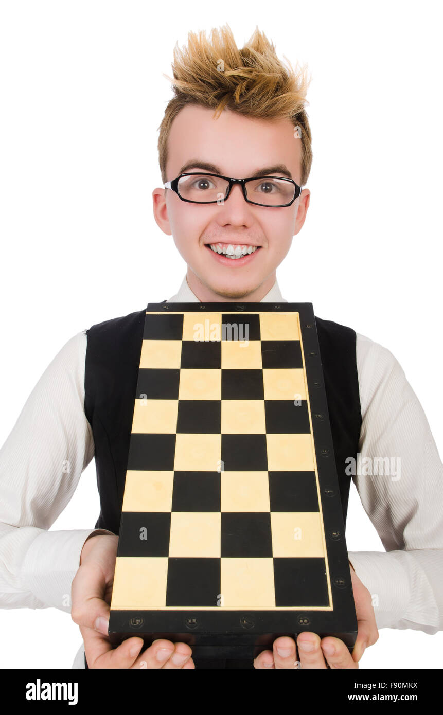 Funny chess player isolated on white Stock Photo - Alamy