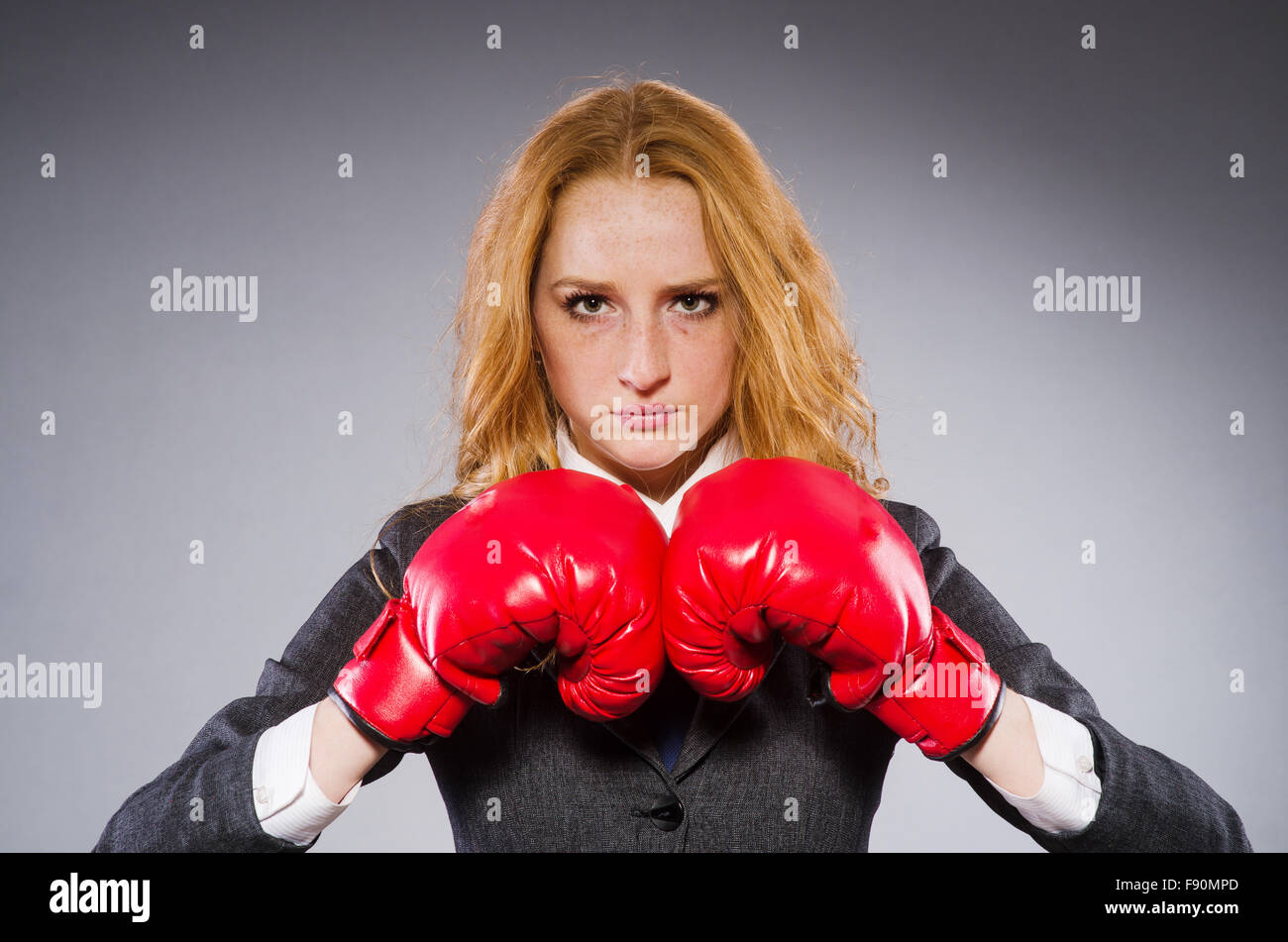 Woman boxer in dark room Stock Photo - Alamy