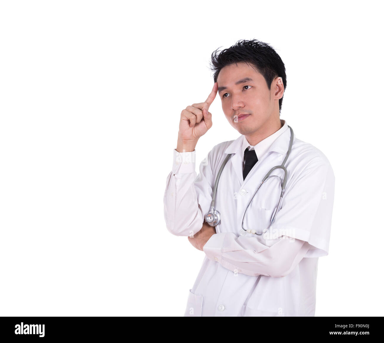 doctor thinking isolated on a white background Stock Photo - Alamy