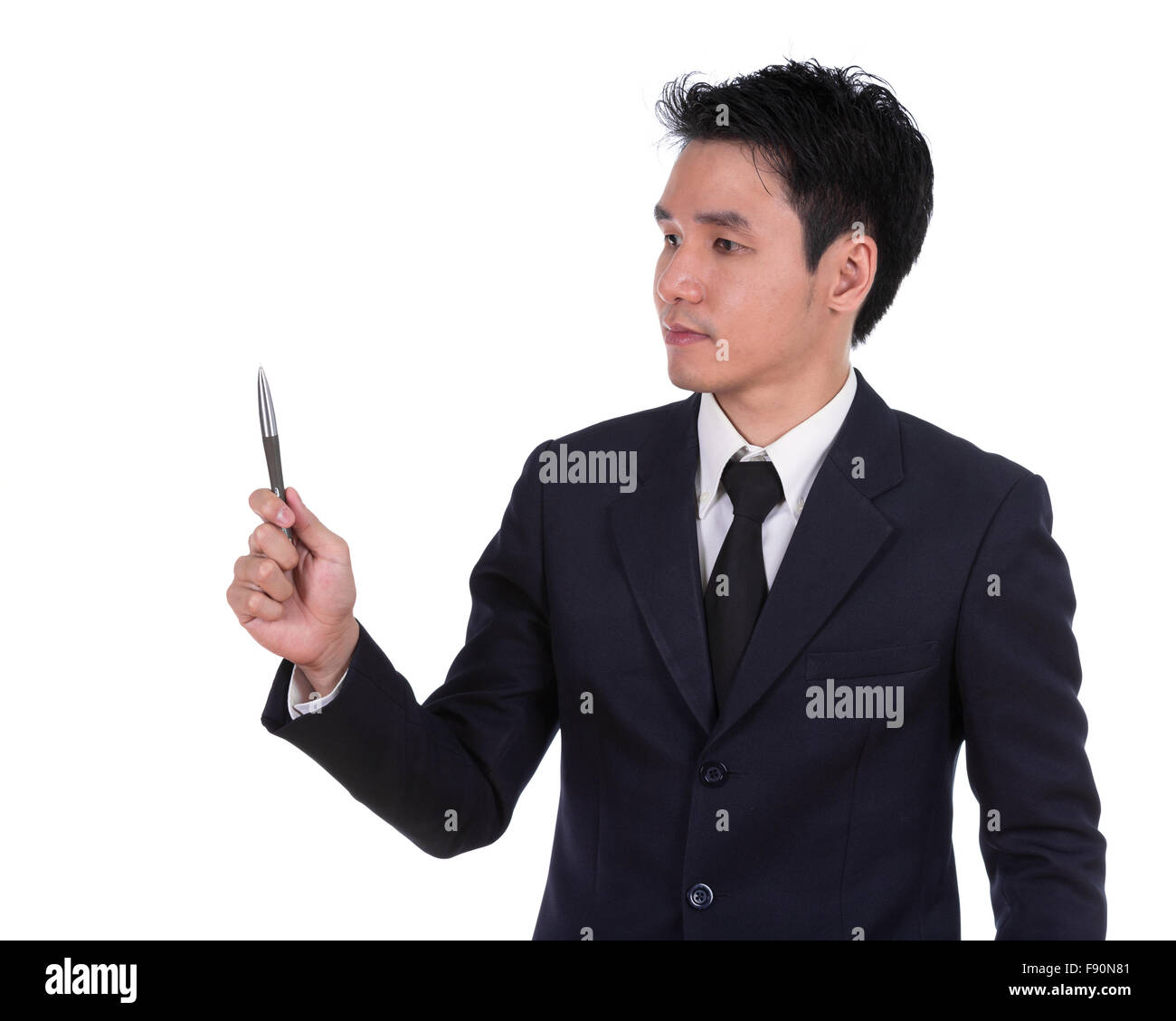 Serious business man thinking isolated on white background Stock Photo ...
