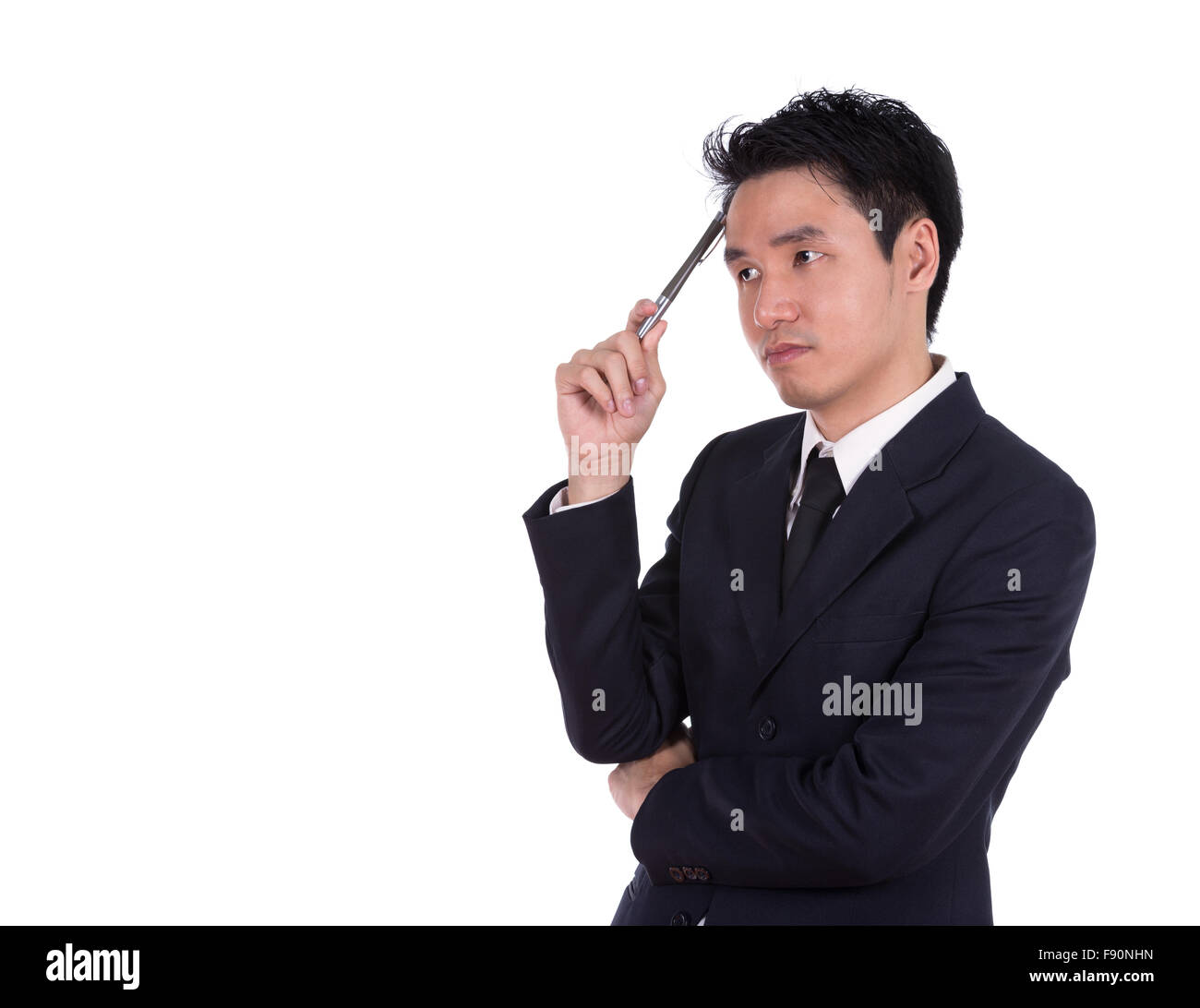 Serious business man thinking isolated on white background Stock Photo ...
