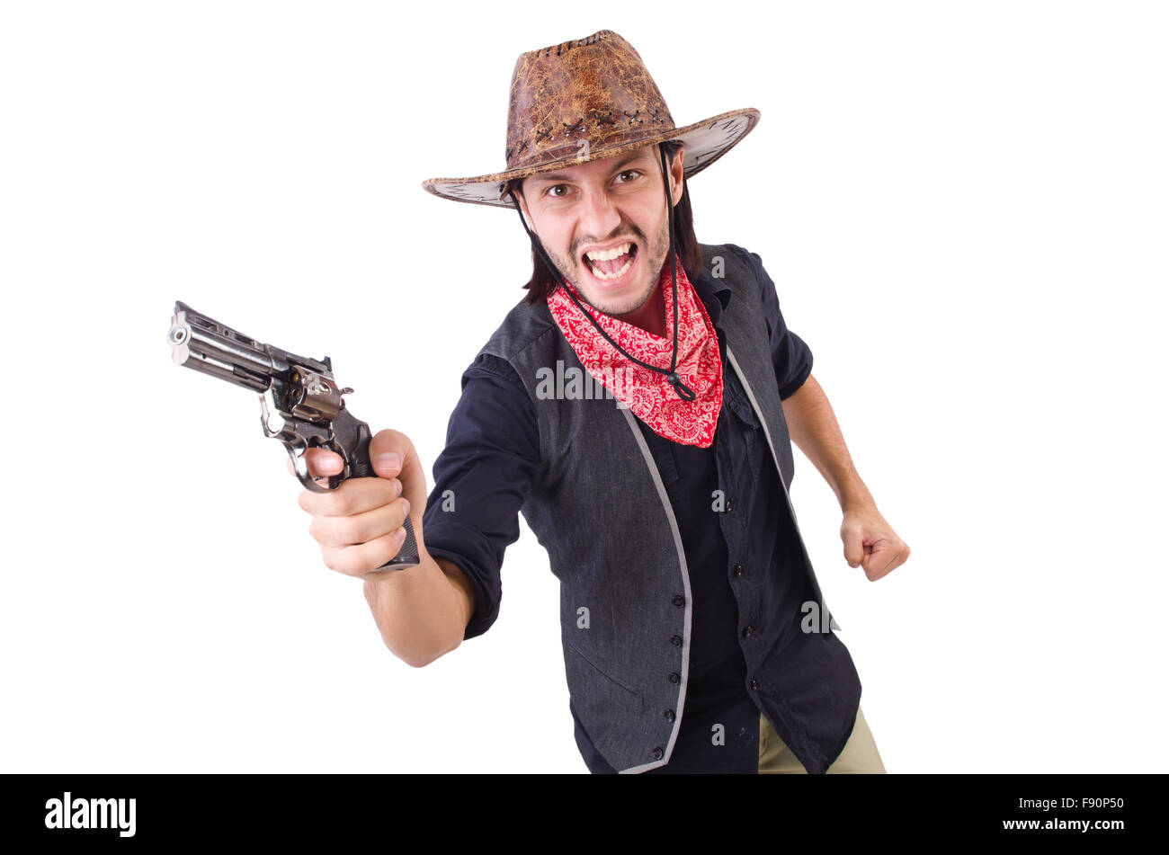 Cowboy isolated on the white background Stock Photo - Alamy
