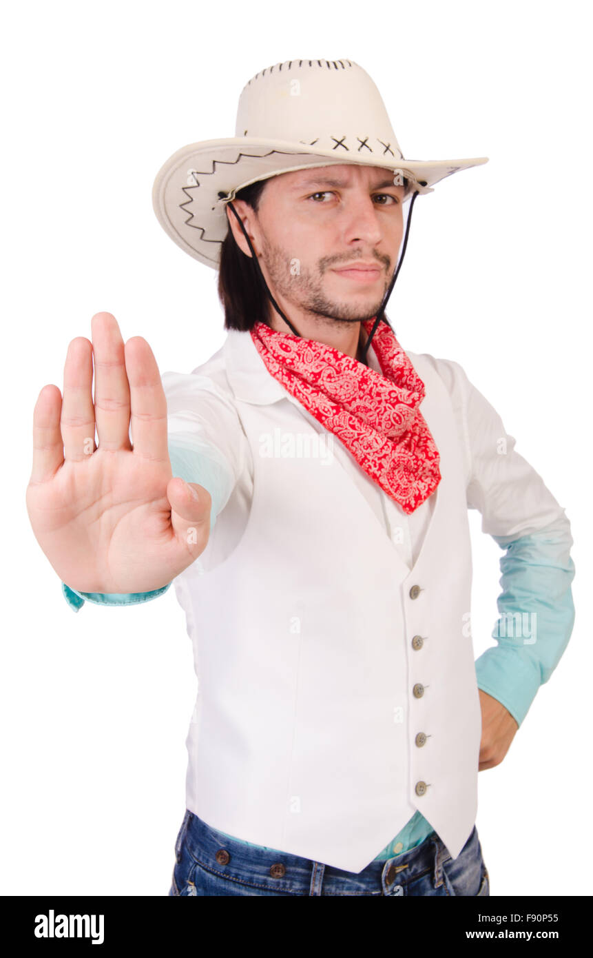 Cowboy isolated on the white background Stock Photo - Alamy