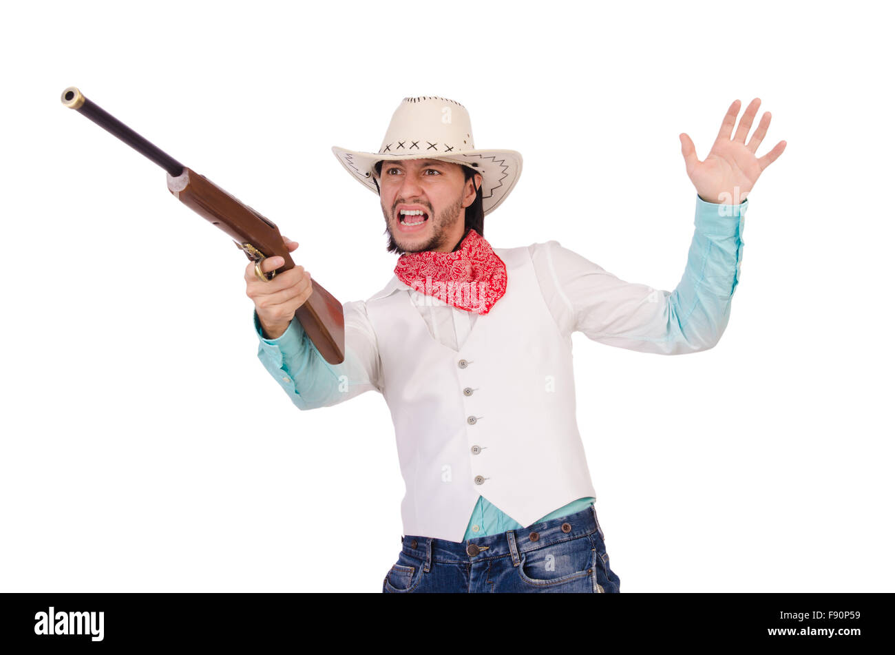 Cowboy isolated on the white background Stock Photo - Alamy