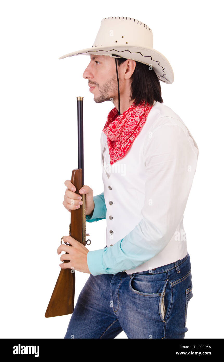 Cowboy isolated on the white background Stock Photo - Alamy