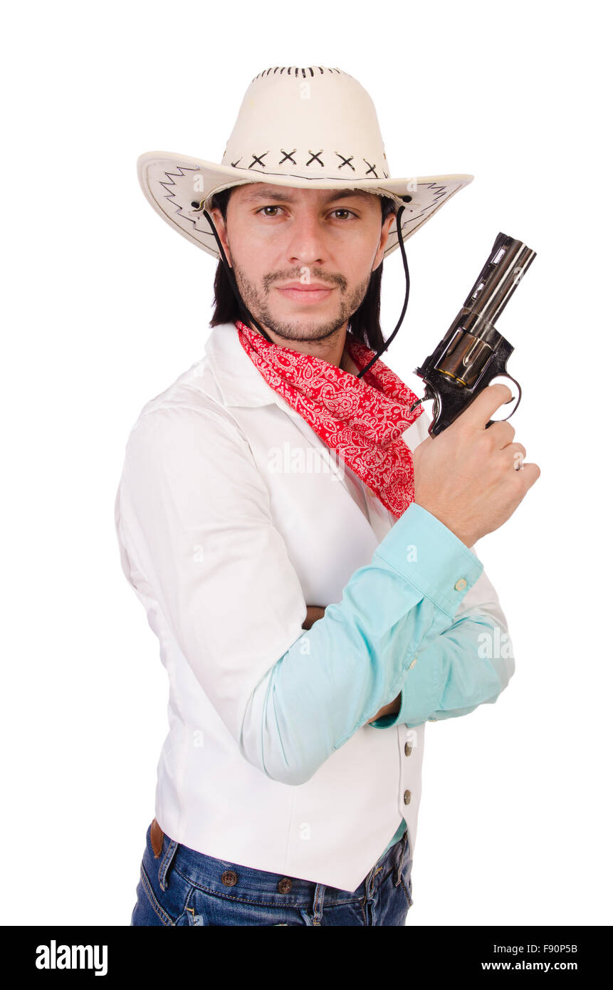 Cowboy isolated on the white background Stock Photo - Alamy