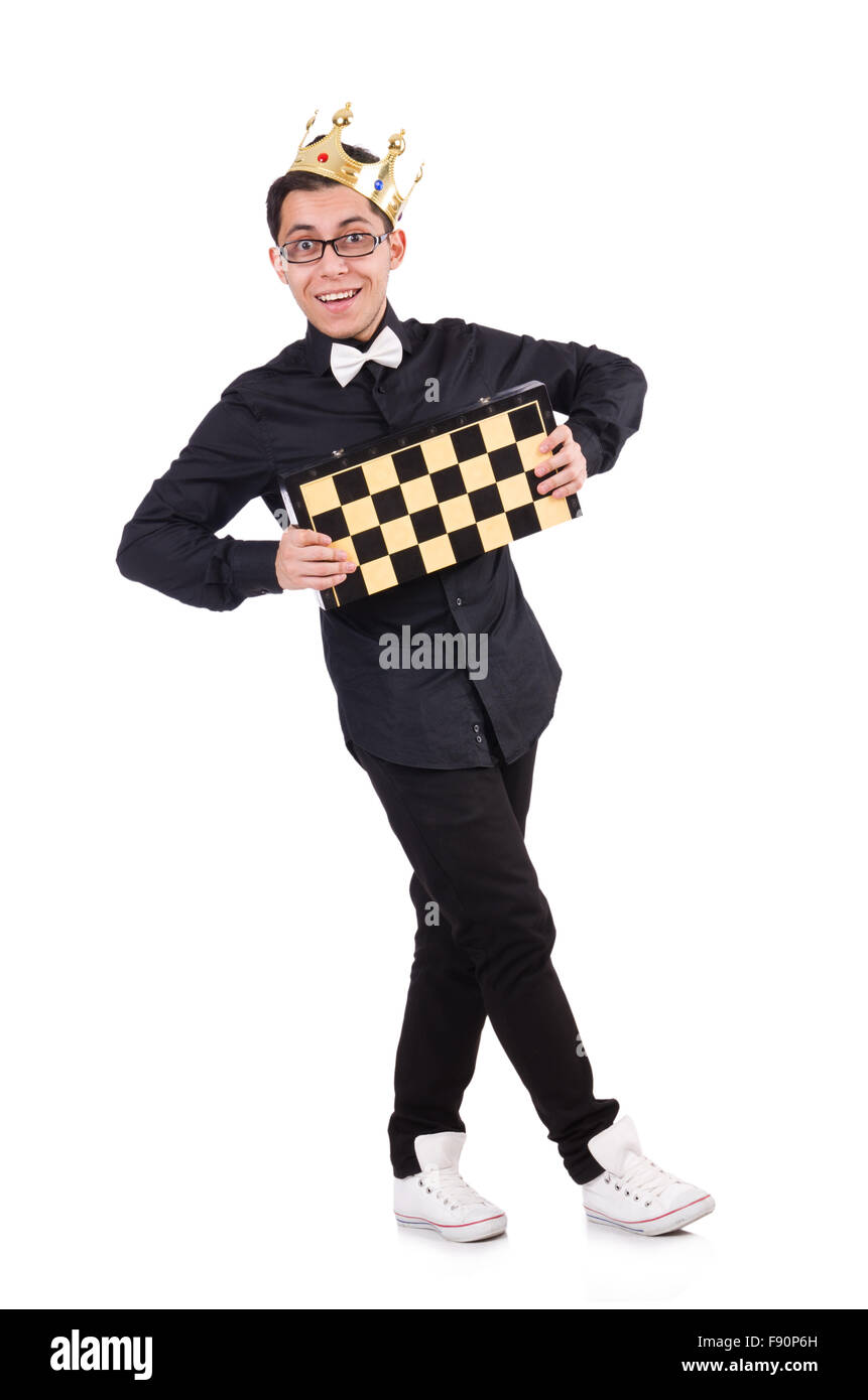 Funny chess player isolated on white Stock Photo - Alamy