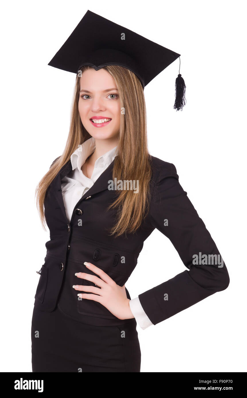 Young graduate isolated on white Stock Photo - Alamy