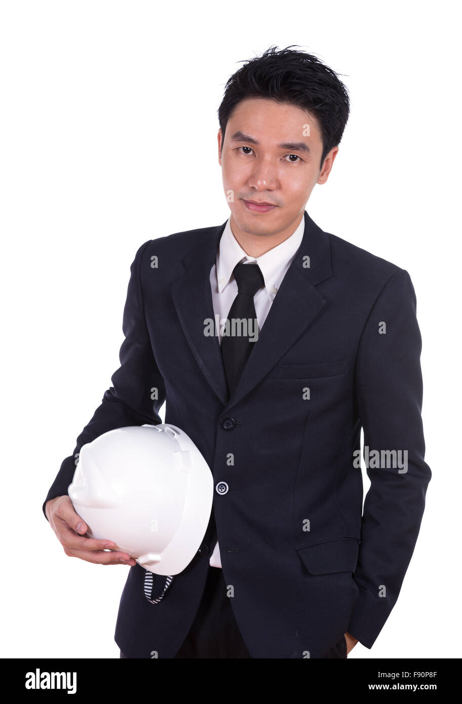 engineer in suit with helmet isoalted on white background Stock Photo ...